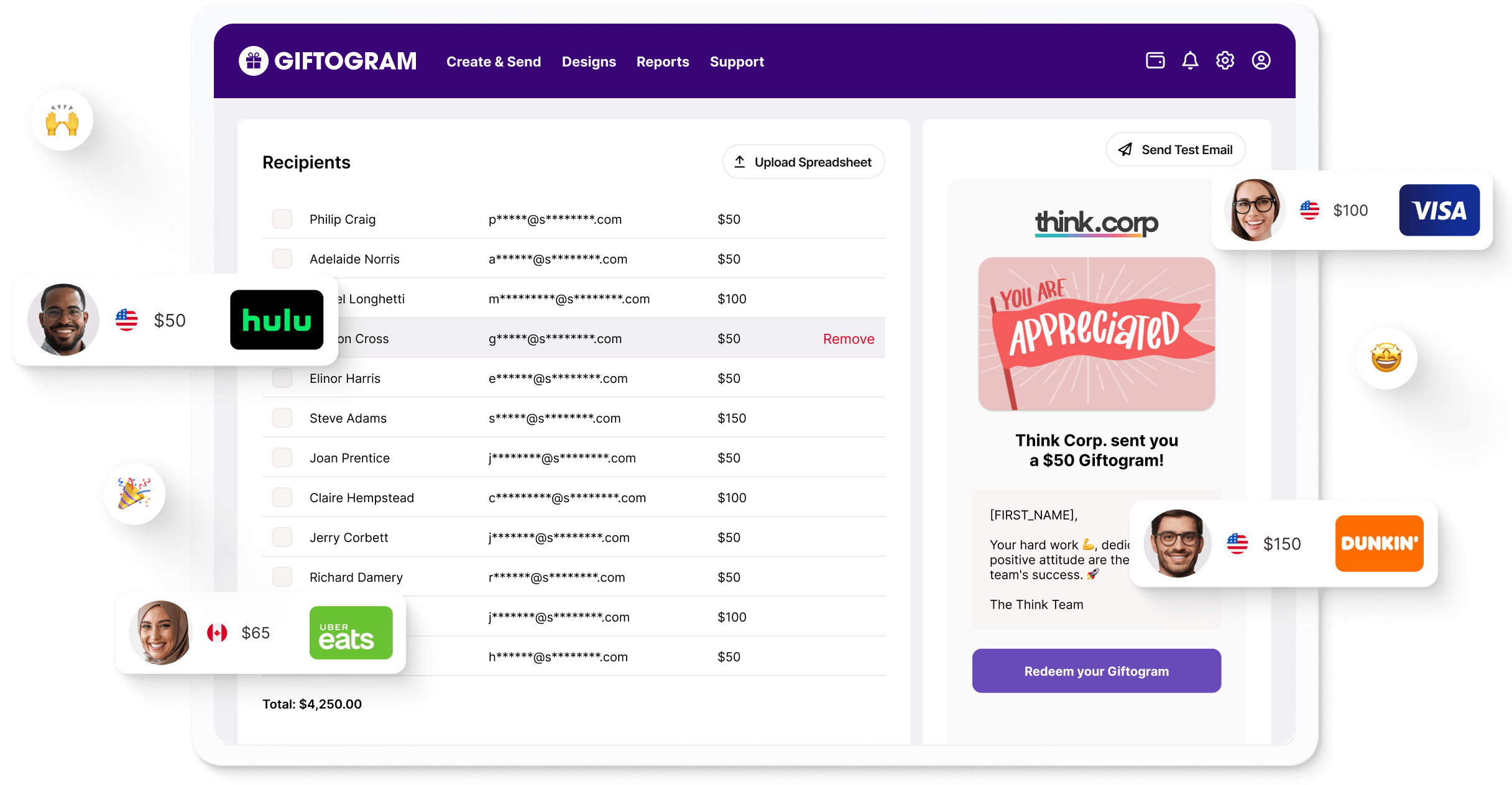 Employee Appreciation Gift Cards - Send in Minutes - Giftogram